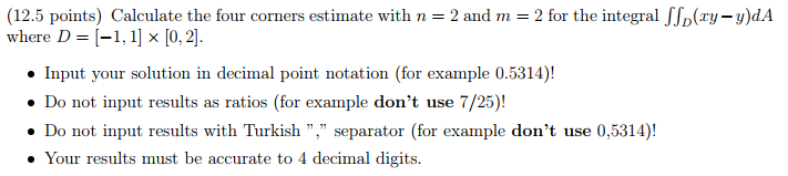Solved (12.5 points) Calculate the four corners estimate | Chegg.com