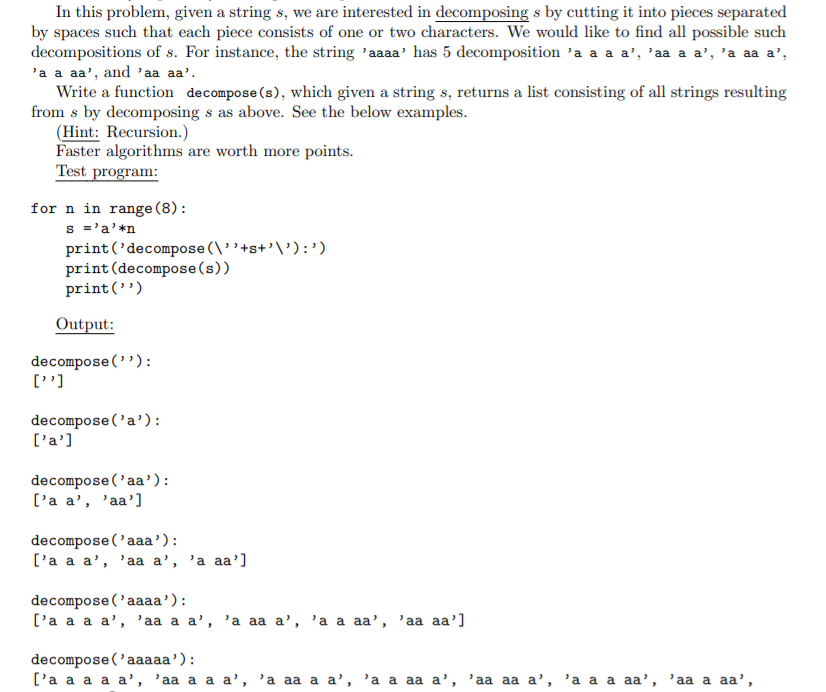 Solved In this problem, given a string s, we are interested | Chegg.com