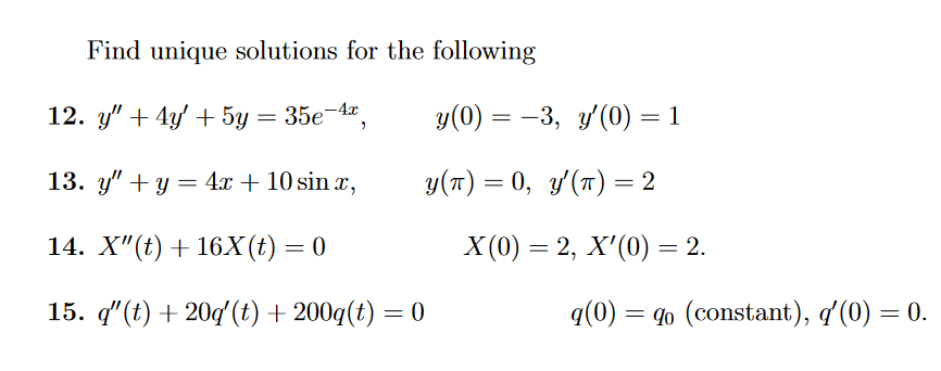 Solved Find unique solutions for the following 12. | Chegg.com