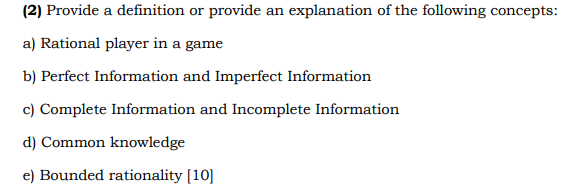 Solved (2) Provide a definition or provide an explanation of | Chegg.com