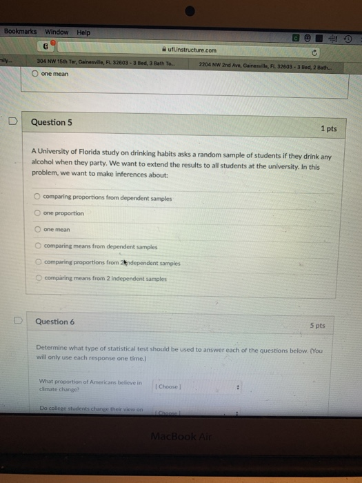 Solved Bookmarks Window Help ufl.instructure.com 304 NW 15th | Chegg.com