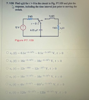 Solved 7.109 Find (for: >0 in the circuit in Fig. P7.109 and | Chegg.com