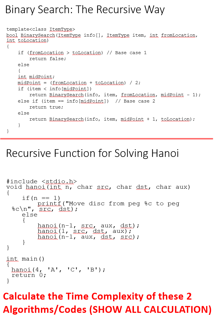 Solved Binary Search: The Recursive Way template bool | Chegg.com