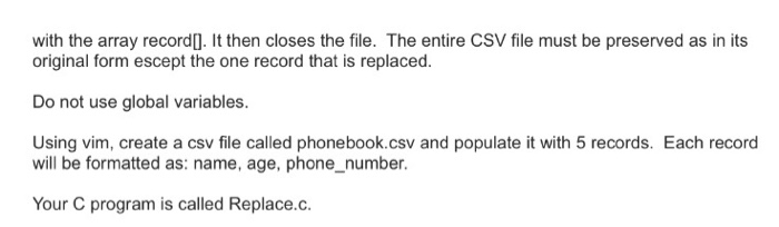 Solved Files and Pointe A CSV file, Comma Separated Vector, | Chegg.com