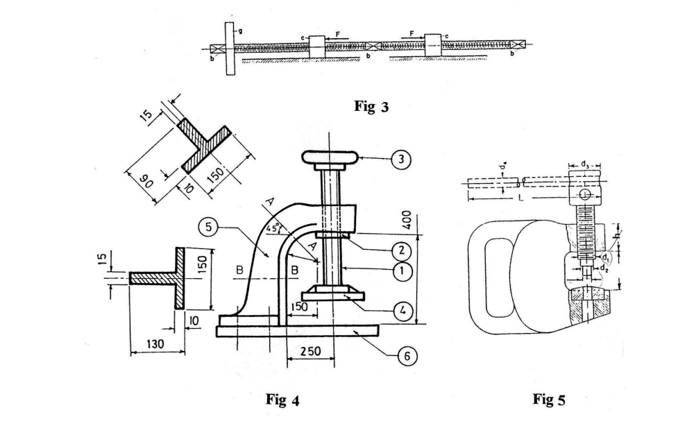 Solved 4- As shown in Fig. 4, a 3 tons hand screw press | Chegg.com