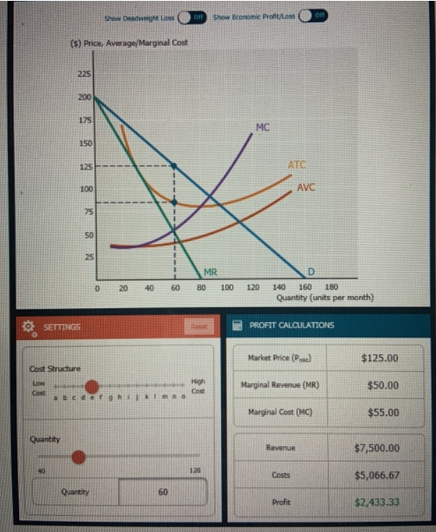 Solved With the Cost Structure (in the settings section) | Chegg.com