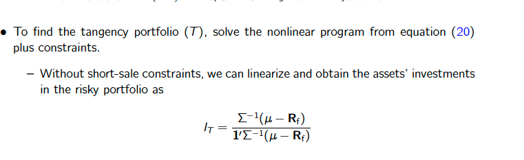 Solved To find the tangency portfolio ( T ), ﻿solve the | Chegg.com