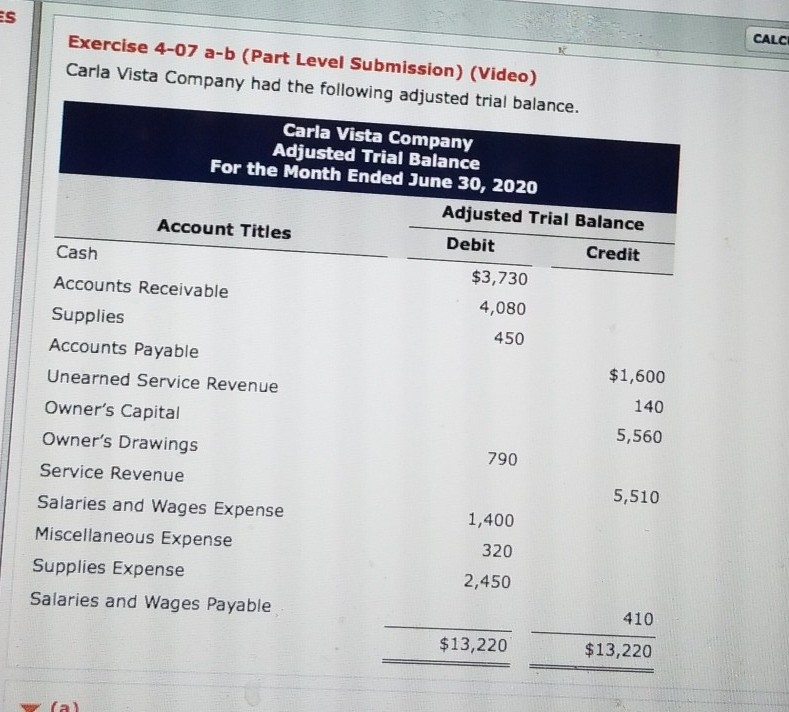 CALC Exercise 4-07 a-b (Part Level Submission) | Chegg.com