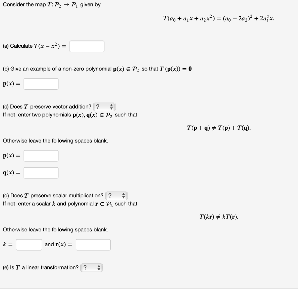 Solved Consider the map T:P2→P1 given by | Chegg.com