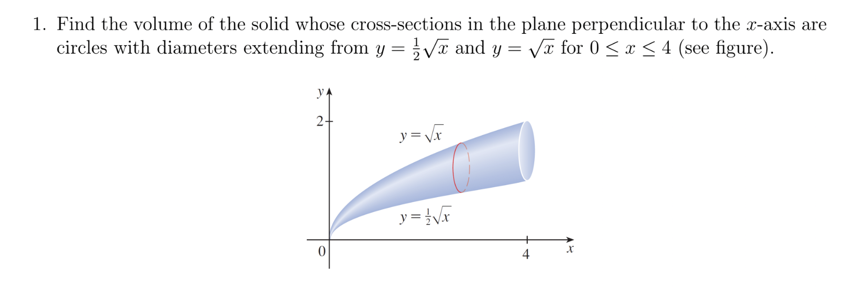 Solved 1. Find the volume of the solid whose cross-sections | Chegg.com