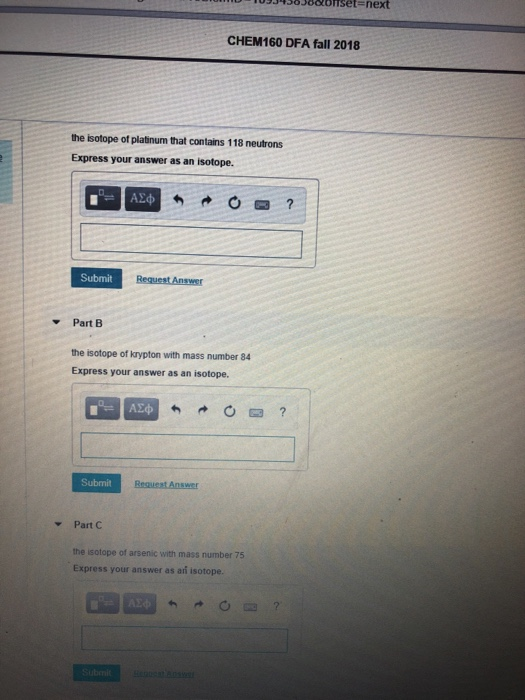 Solved CHEM160 DFA fall 2018 the isotope of platinum that | Chegg.com