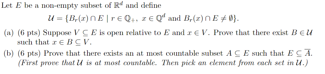 = Let E be a non-empty subset of Rd and define U = | Chegg.com