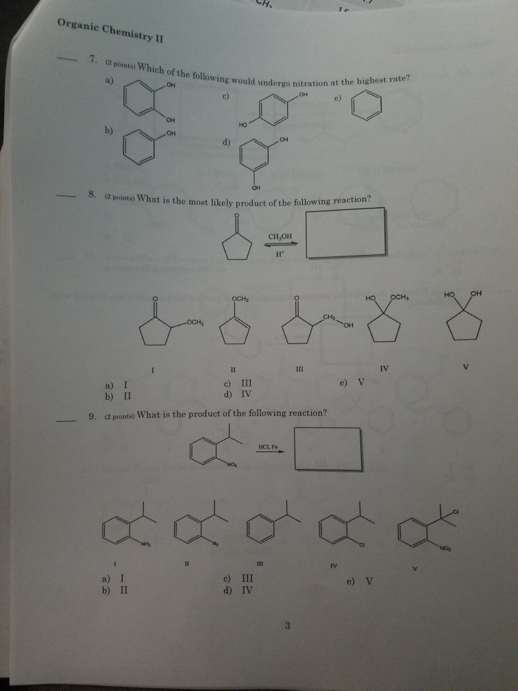 Solved Organic Chemistry II 7、02 points) which of the | Chegg.com