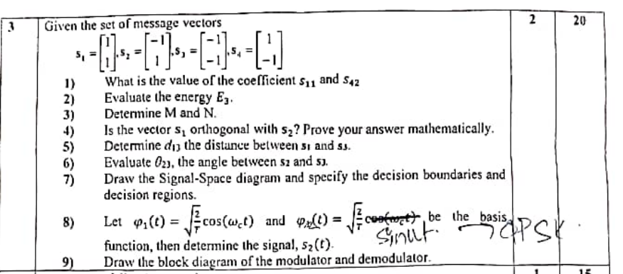 Solved Given the set of message vectors \[ | Chegg.com