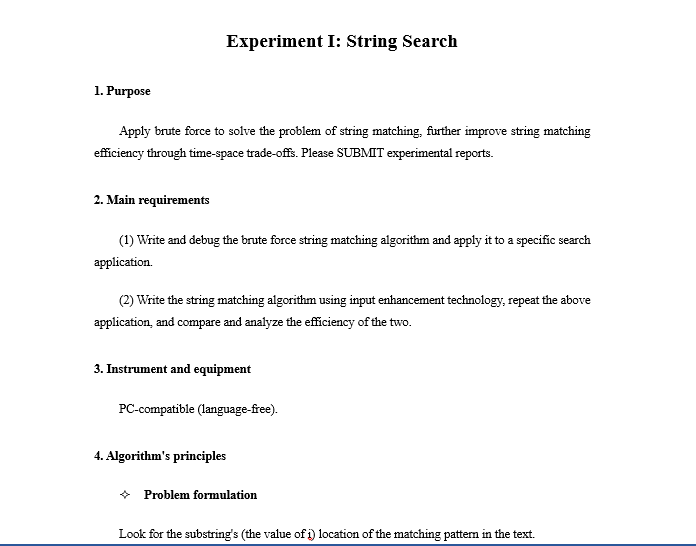 Solved Experiment I: String Search 1. Purpose Apply brute | Chegg.com