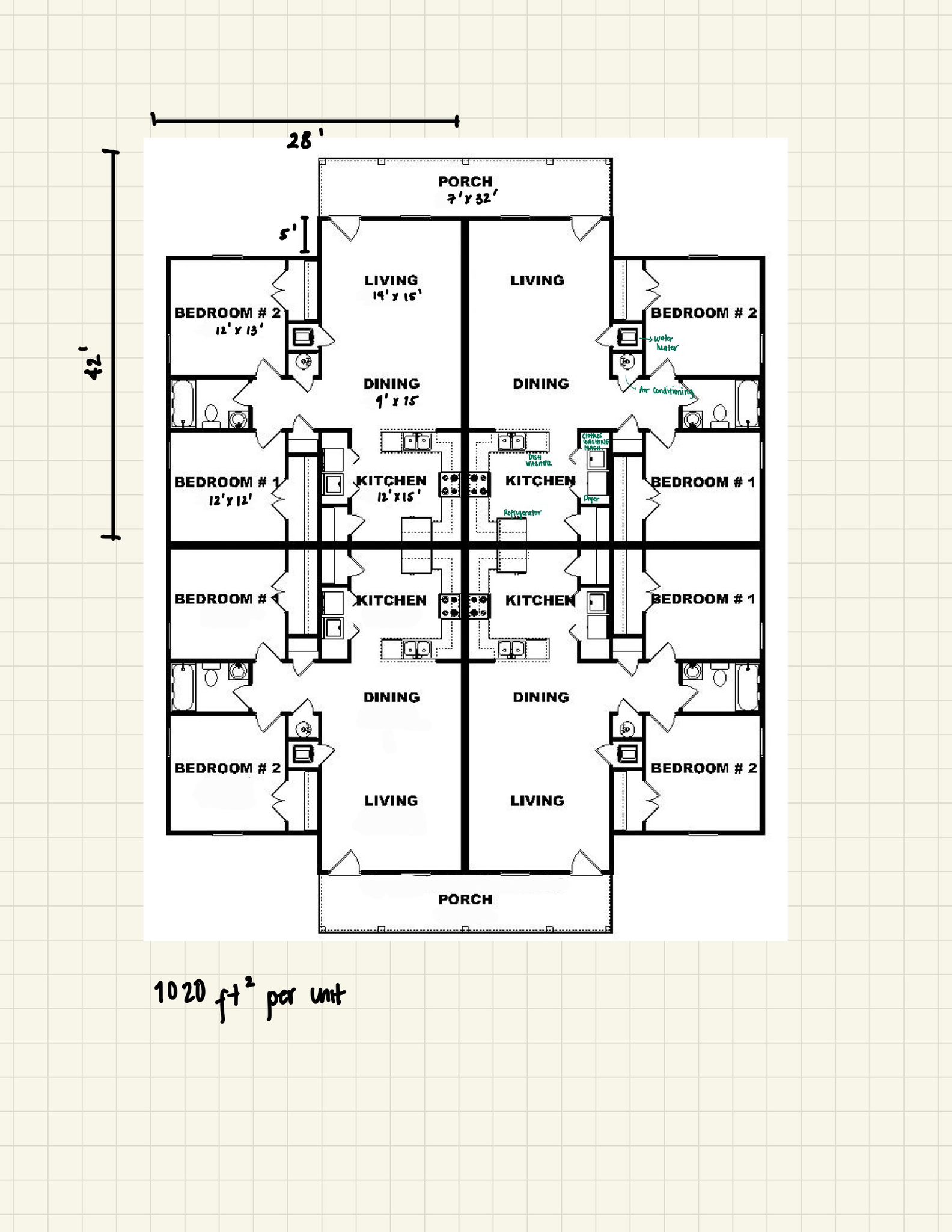 Solved Load calculation for a mutifamily ducelling of 4 unit | Chegg.com