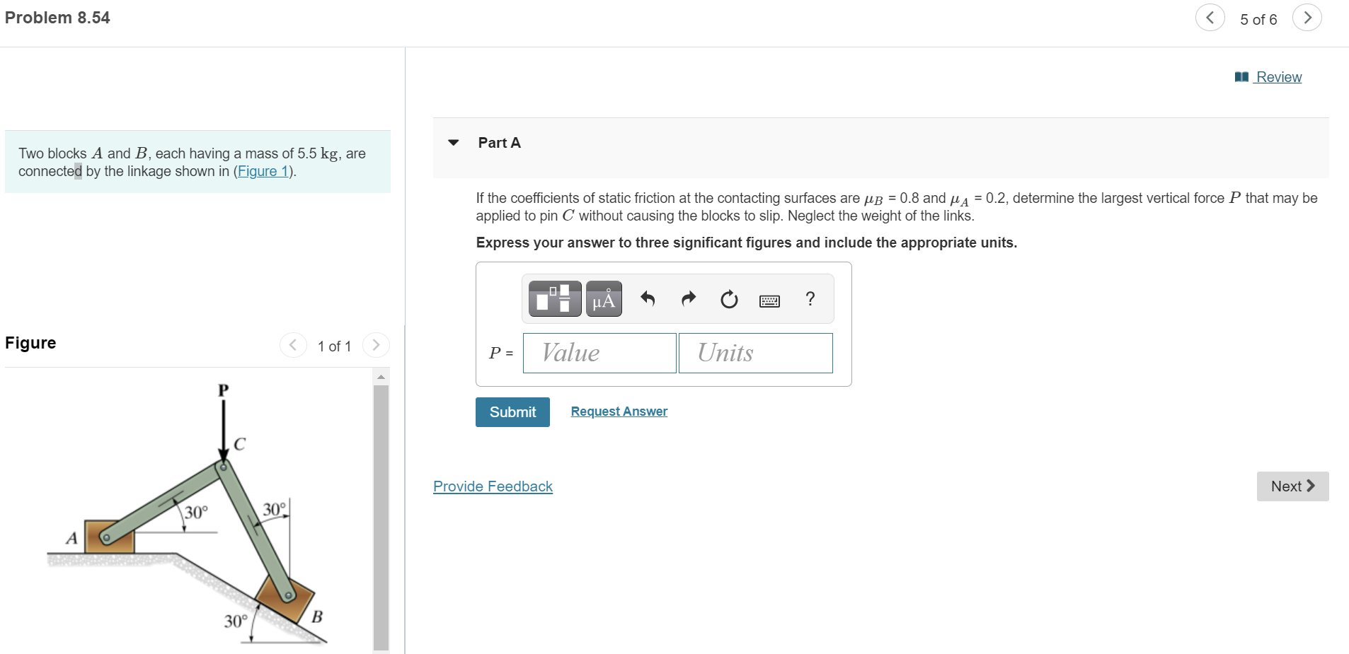 Solved Problem 8.54 5 of 6 Review Part A Two blocks A and B, | Chegg.com