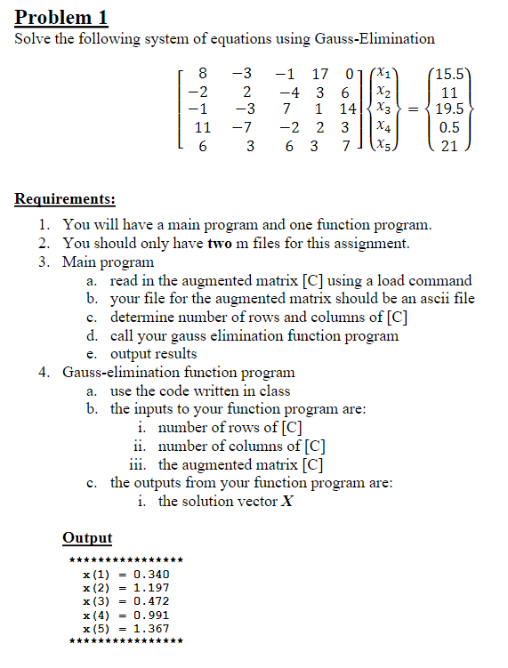 Solved Problem 1Solve the following system of ﻿equations | Chegg.com