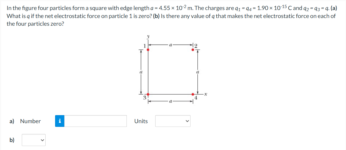 Solved In the figure four particles form a square with edge | Chegg.com