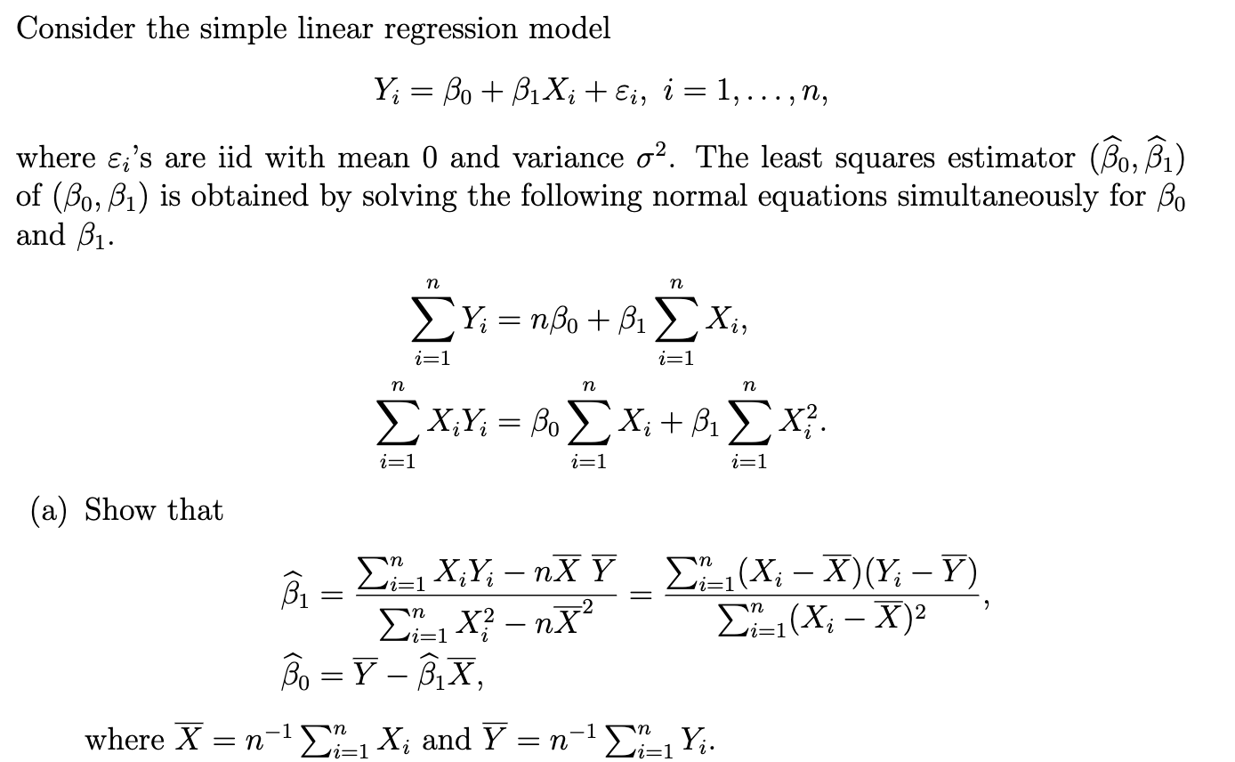 Solved Consider The Simple Linear Regression Model Y βο 