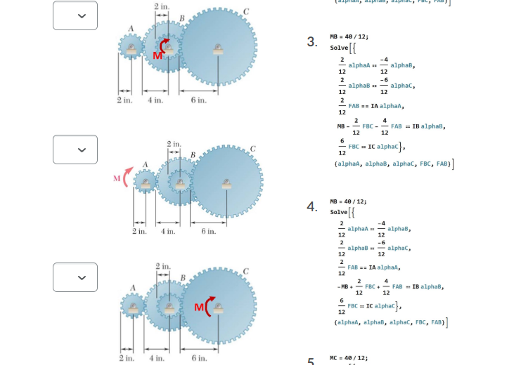 Solved Match the equations to the Gear system 1. MA 40/12; | Chegg.com