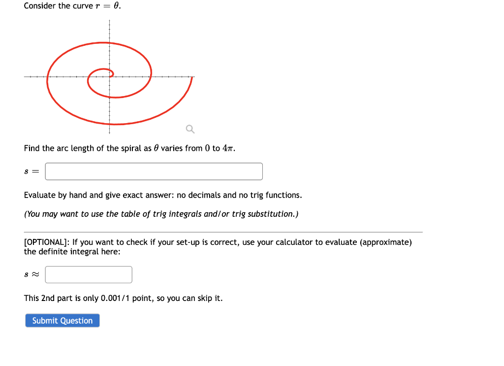 Solved Consider the curve r=θ. Find the arc length of the | Chegg.com