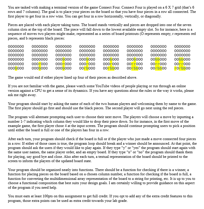 Solved You are tasked with making a terminal version of the | Chegg.com