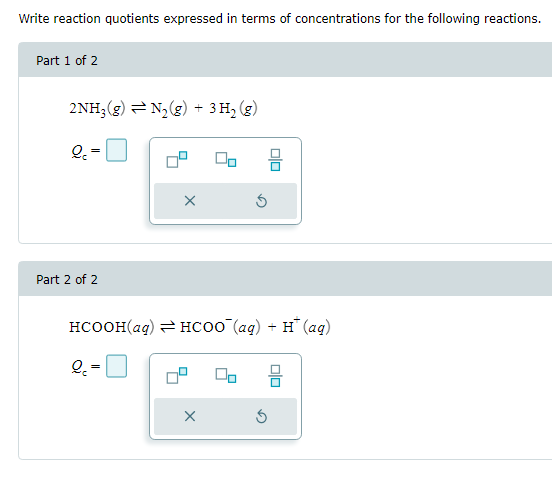 Solved Write reaction quotients expressed in terms of | Chegg.com