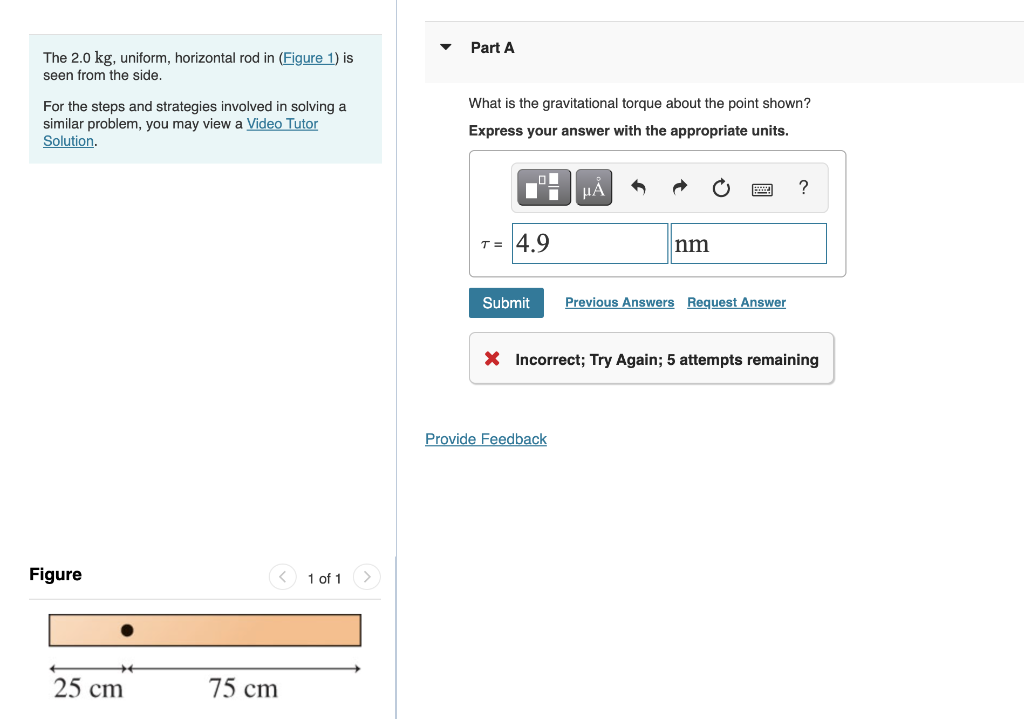 Solved The 2.0 kg, uniform, horizontal rod in (Figure 1) is | Chegg.com