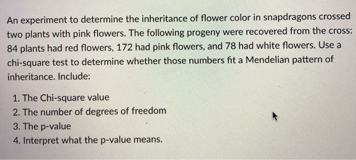Solved An experiment to determine the inheritance of flower | Chegg.com