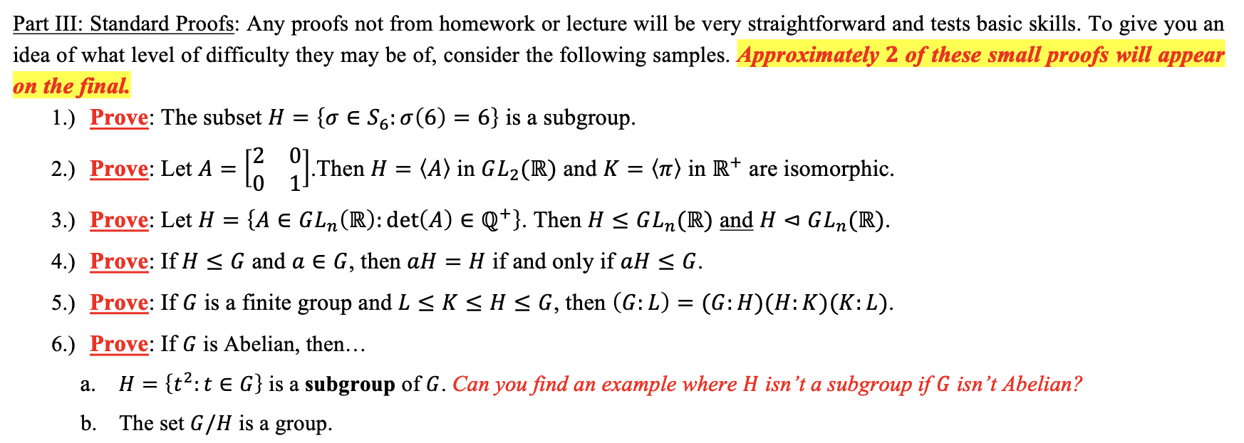 Solved Part III: Standard Proofs: Any proofs not from | Chegg.com