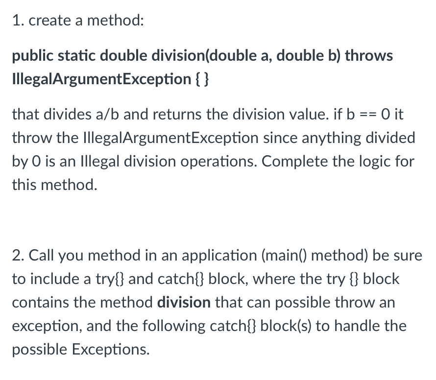 Solved 1. create a method: public static double | Chegg.com