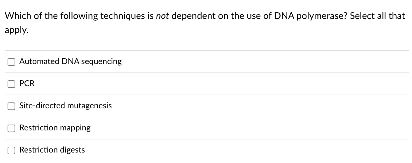 Solved Which of the following techniques is not dependent on | Chegg.com