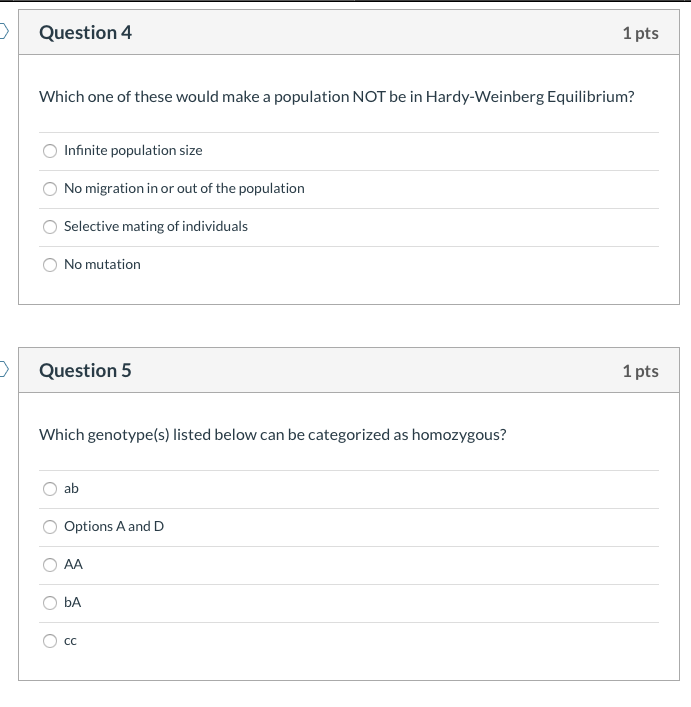 Solved Question 2 1 pts Which these breaks Hardy-Weinberg | Chegg.com