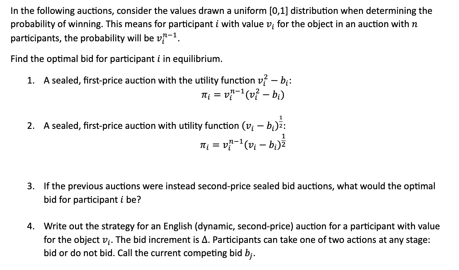 Solved In the following auctions, consider the values drawn | Chegg.com