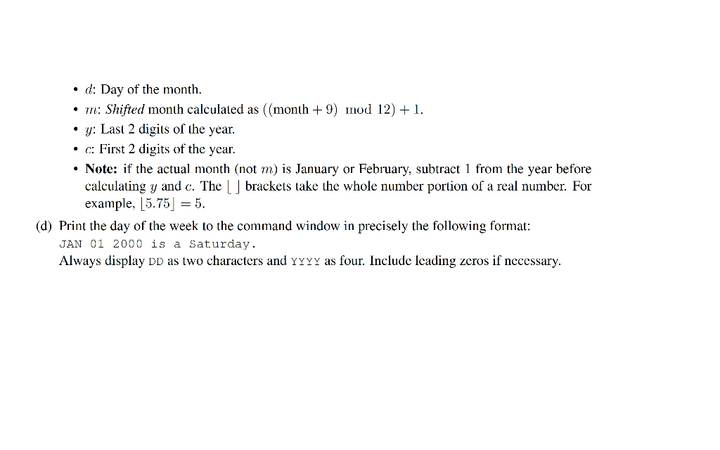 Solved 2. Write a MATLAB script that takes a date as input | Chegg.com