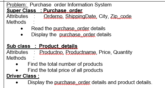Solved Problem: Purchase order Information System Super | Chegg.com