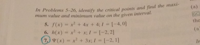 Solved In Problems 5-26 mum value and minimum value on , | Chegg.com