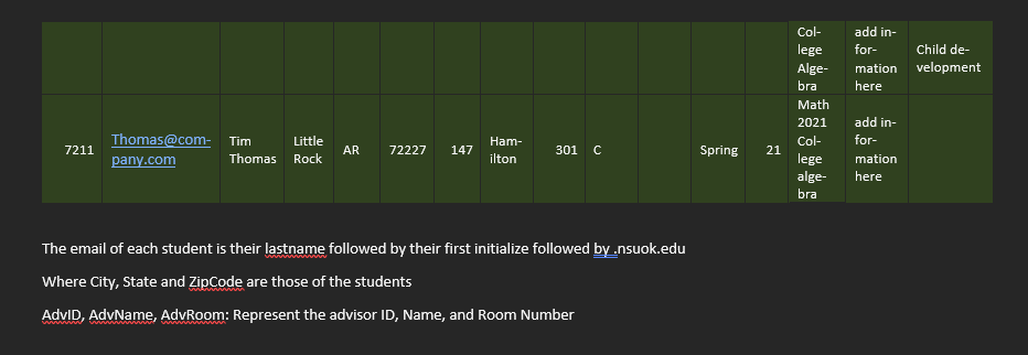 Solved Don's skip steps Given the Student Information Table | Chegg.com