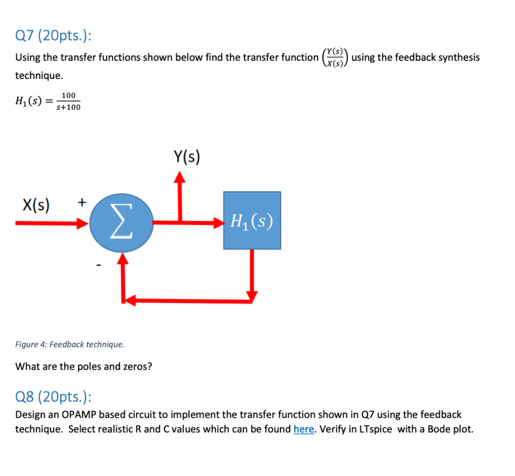 Solved Q7 (20pts.): Using the transfer functions shown below | Chegg.com