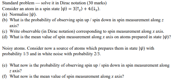Solved Standard problem-solve it in Dirac notation (30 | Chegg.com