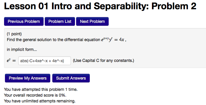 Solved Lesson 01 Intro and Separability: Problem 2 Previous | Chegg.com