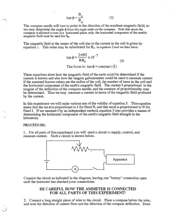 COLLEGE PHYSICS II LAB-7 THE MAGNETIC FIELD OF AN | Chegg.com