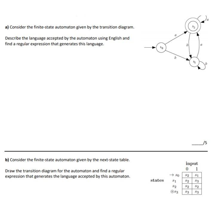 Solved Da a) Consider the finite-state automaton given by | Chegg.com