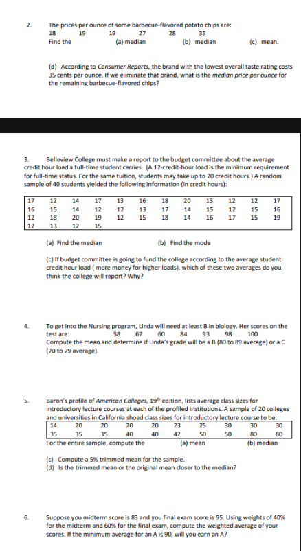 Solved 3.1 MEASURES OF CENTRAL TENDENCY: MEAN, MEDIAN, MODE | Chegg.com
