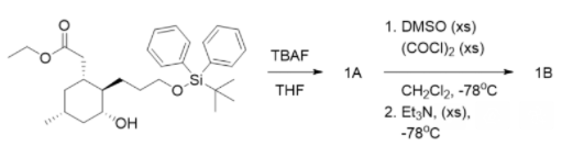 Solved 1. DMSO (xs) (COCI)2 (xs) TBAF 1A 1B THF CH2Cl2, | Chegg.com