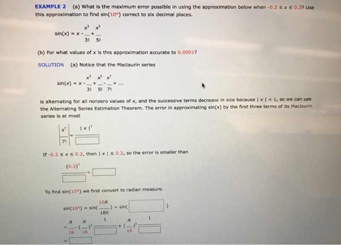 Solved EXAMPLE 2 (a) What is the maximum error possible in | Chegg.com