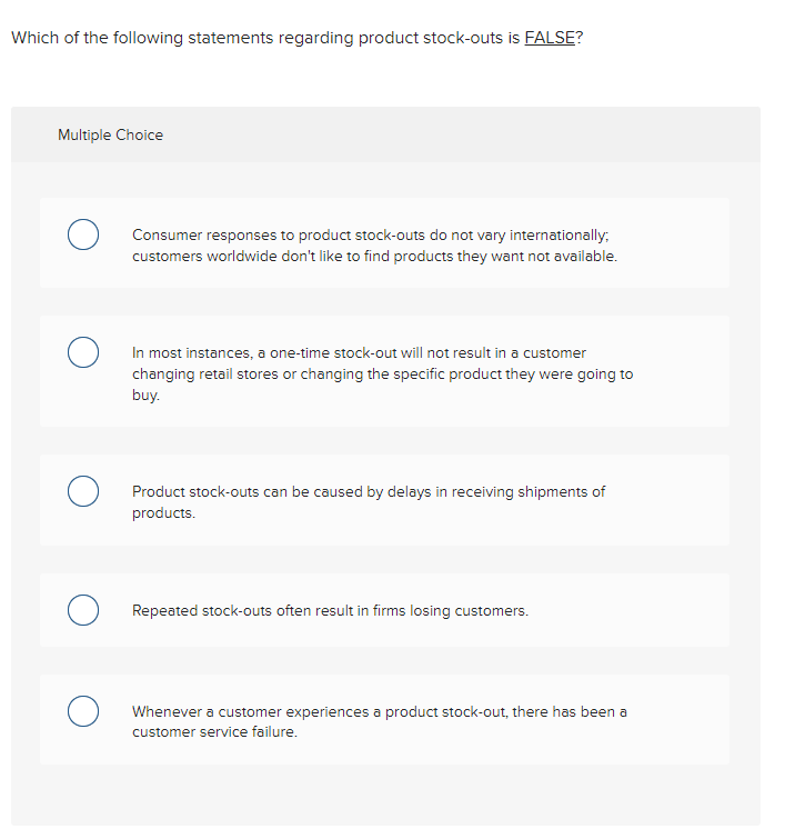 Solved Which of the following statements regarding product | Chegg.com