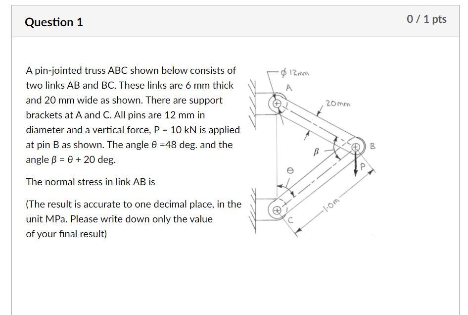 Solved A pin-jointed truss ABC shown below consists of two | Chegg.com