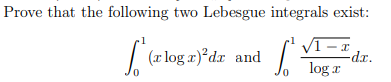 Solved Prove that the following two Lebesgue integrals | Chegg.com